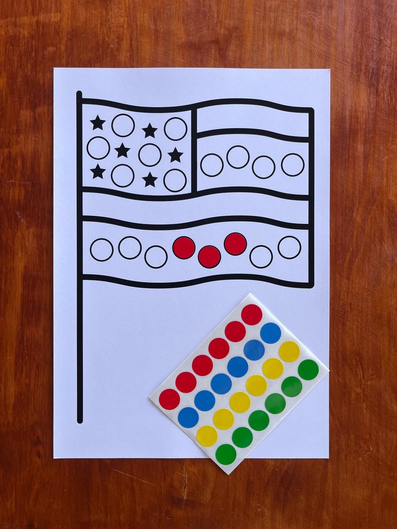 4th July, Independence Day Dot Sticker Activity, Toddler Activity, Fine ...