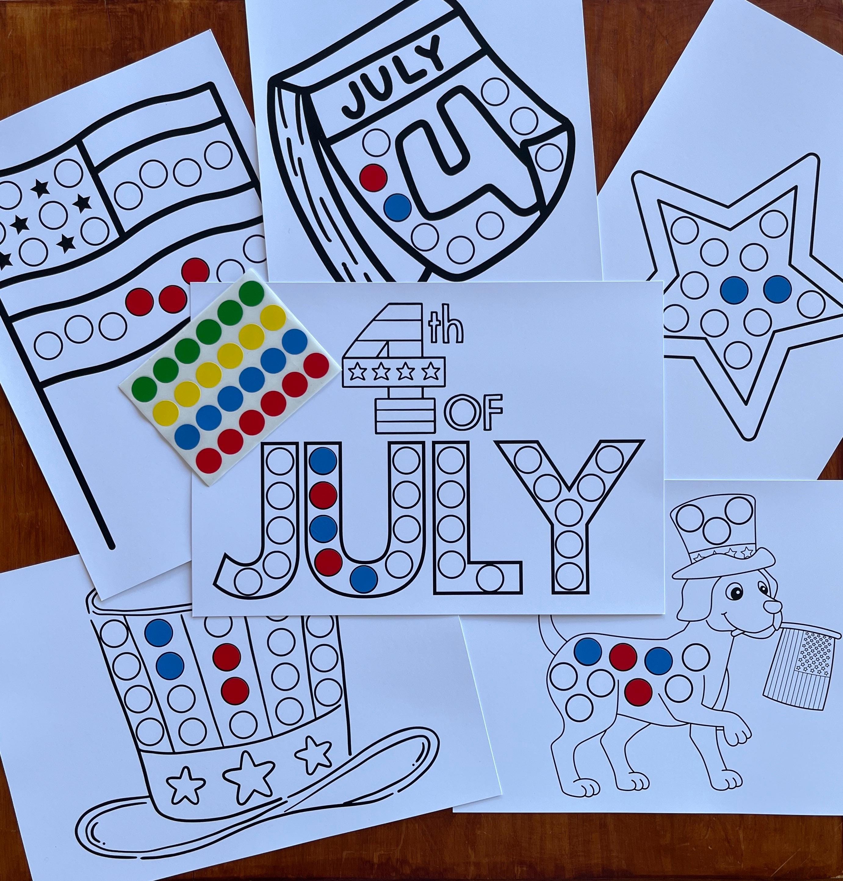 4th July, Independence Day Dot Sticker Activity, Toddler Activity, Fine ...