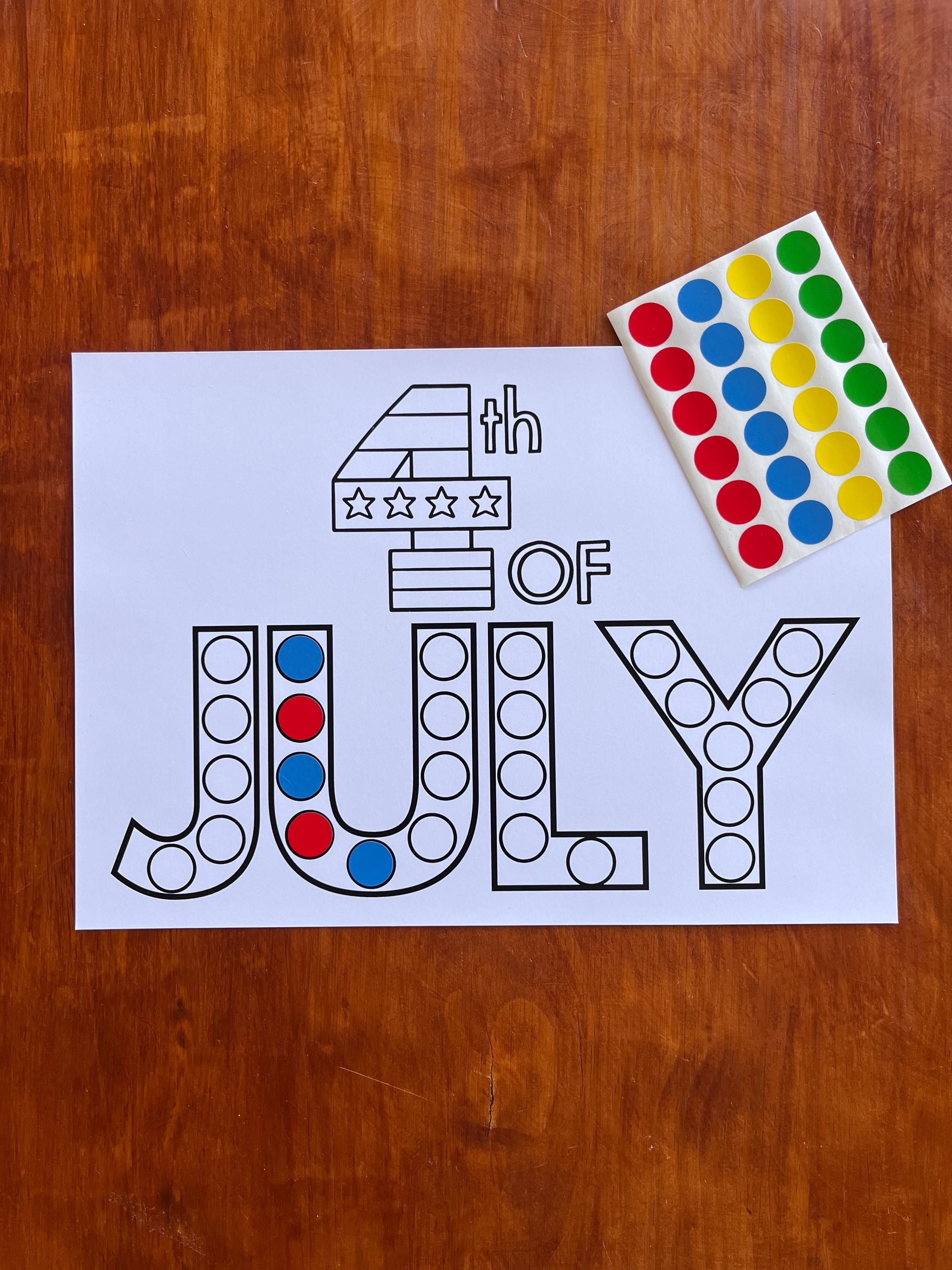 4th July, Independence Day Dot Sticker Activity, Toddler Activity, Fine ...