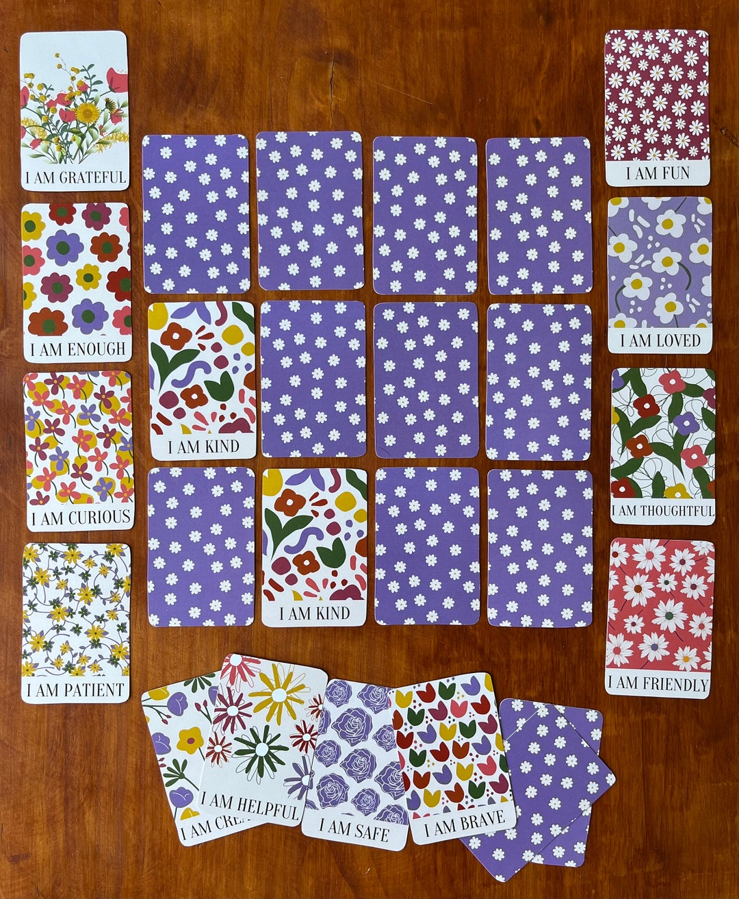 Affirmation Flower Memory Game Flashcards, Montessori Materials ...