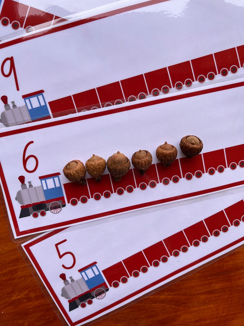 Play Dough Mat, Toddler Counting, Numbers 1-10, Trains, Printable, 1:1 ...