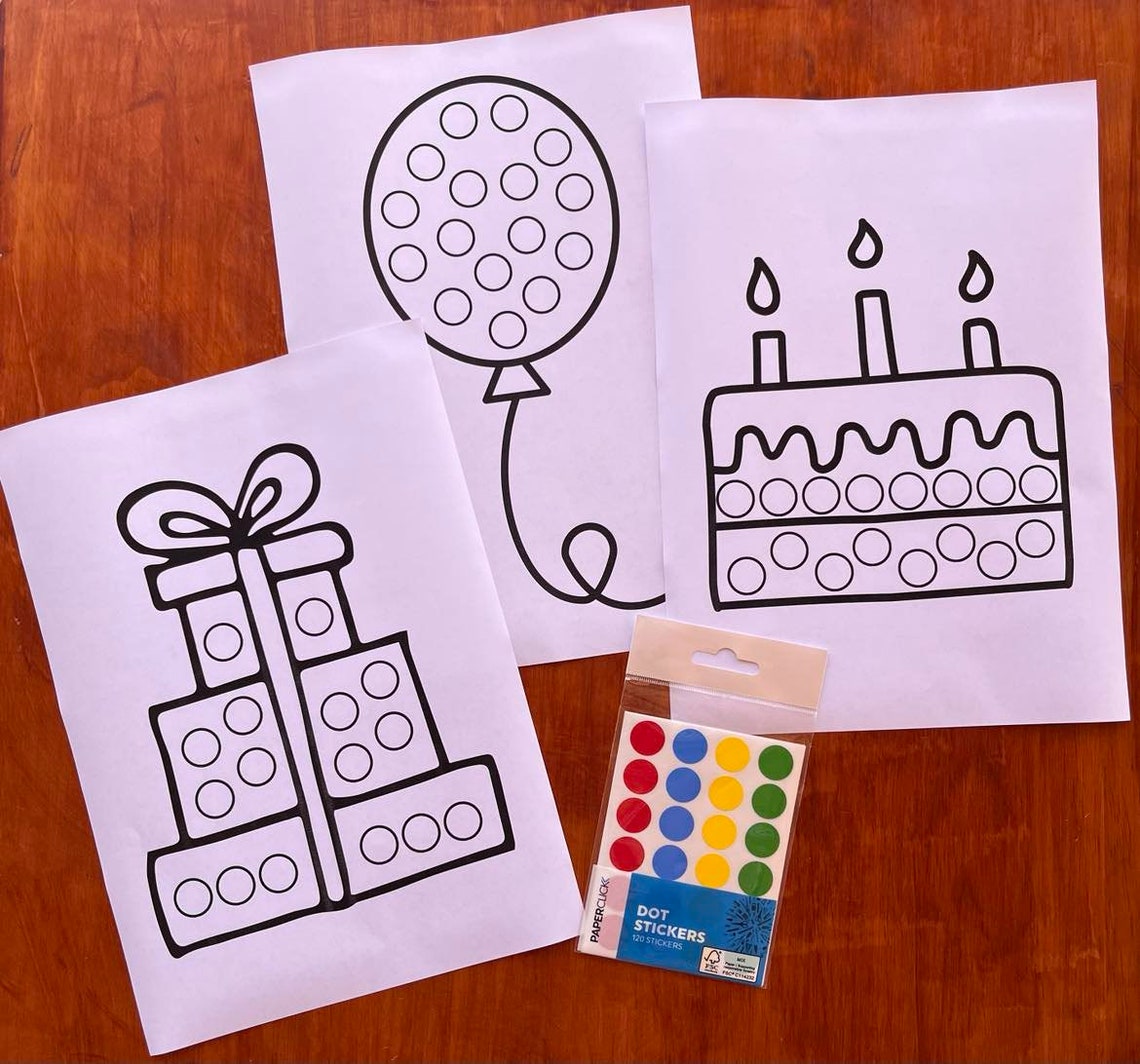 Birthday Party Favour, Dot Sticker Activity, Toddler Craft, Fine Motor ...
