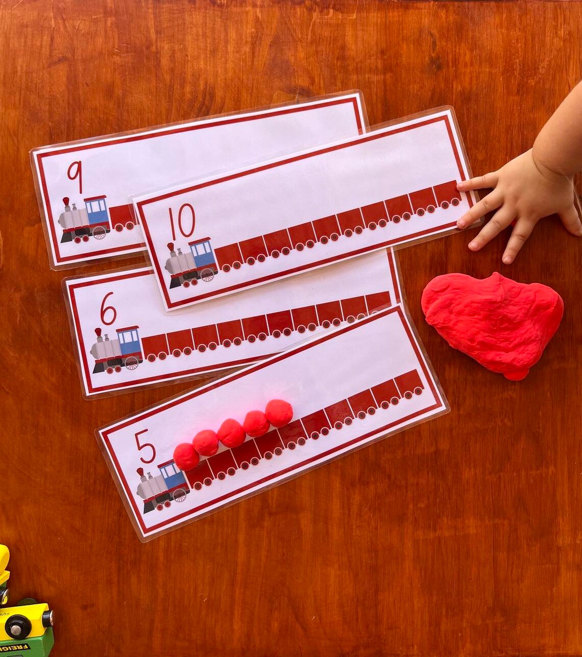 Play Dough Mat, Toddler Counting, Numbers 1-10, Trains, Printable, 1:1 ...