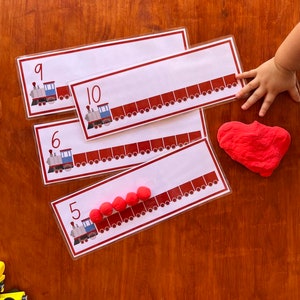 Play Dough Mat, Toddler Counting, Numbers 1-10, Trains, Printable, 1:1 ...