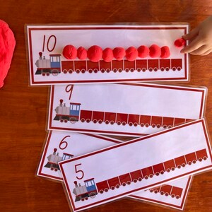 Play Dough Mat, Toddler Counting, Numbers 1-10, Trains, Printable, 1:1 ...