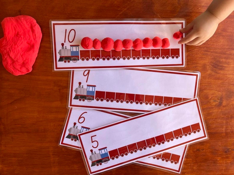 Play Dough Mat, Toddler Counting, Numbers 1-10, Trains, Printable, 1:1 ...
