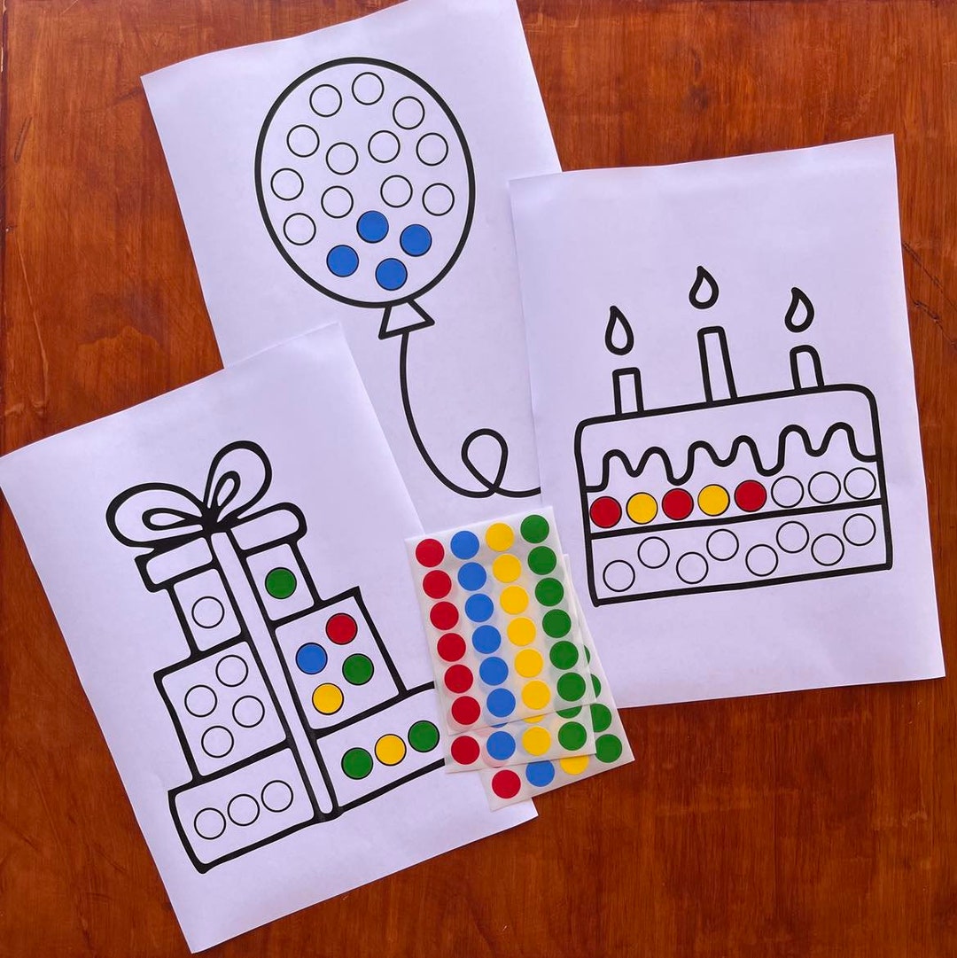Birthday Party Favour, Dot Sticker Activity, Toddler Craft, Fine Motor ...