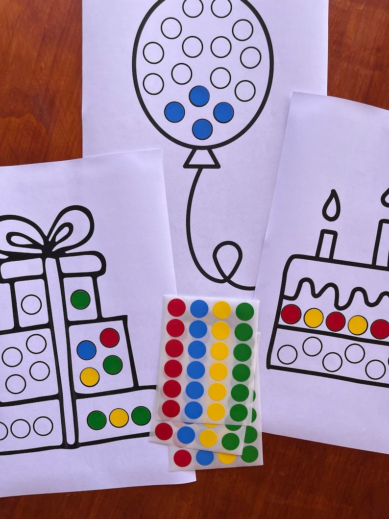 Birthday Party Favour, Dot Sticker Activity, Toddler Craft, Fine Motor ...