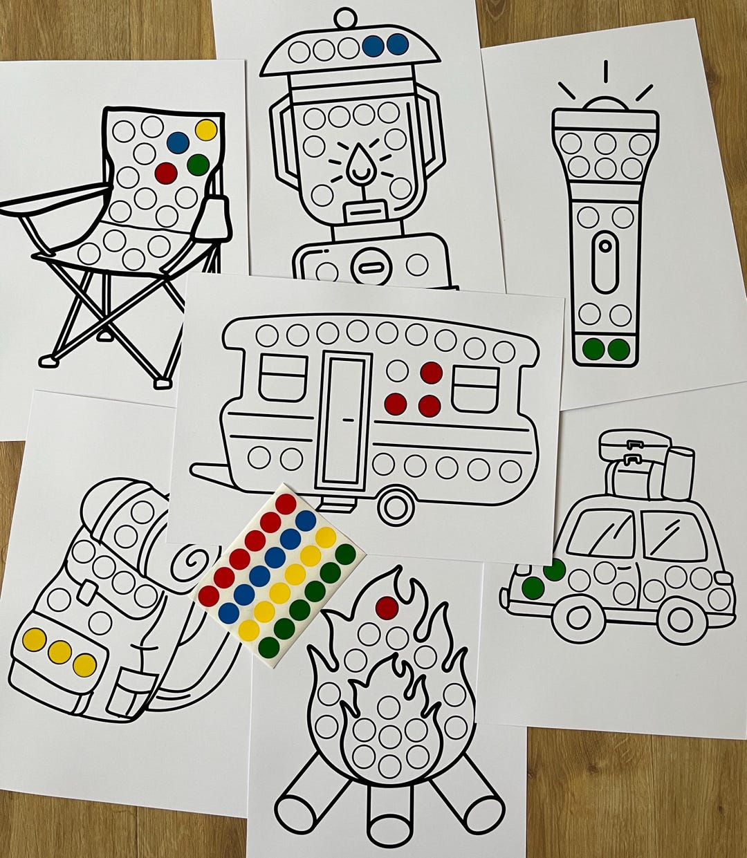 Camping, Caravan, Outdoor, Adventure Dot Sticker Activity, Toddler Fine ...