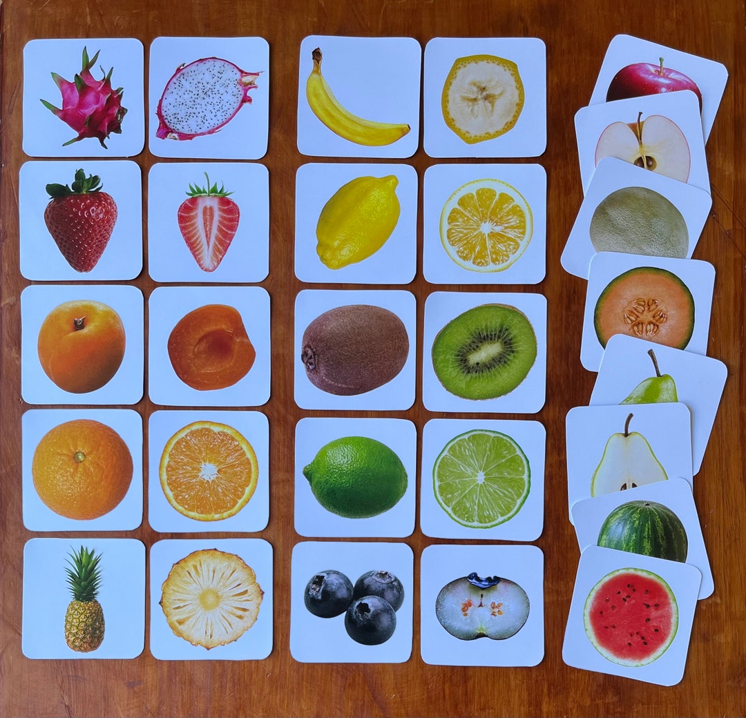 Fruit Cross Section Matching, Memory, Flashcards, Instant Download ...