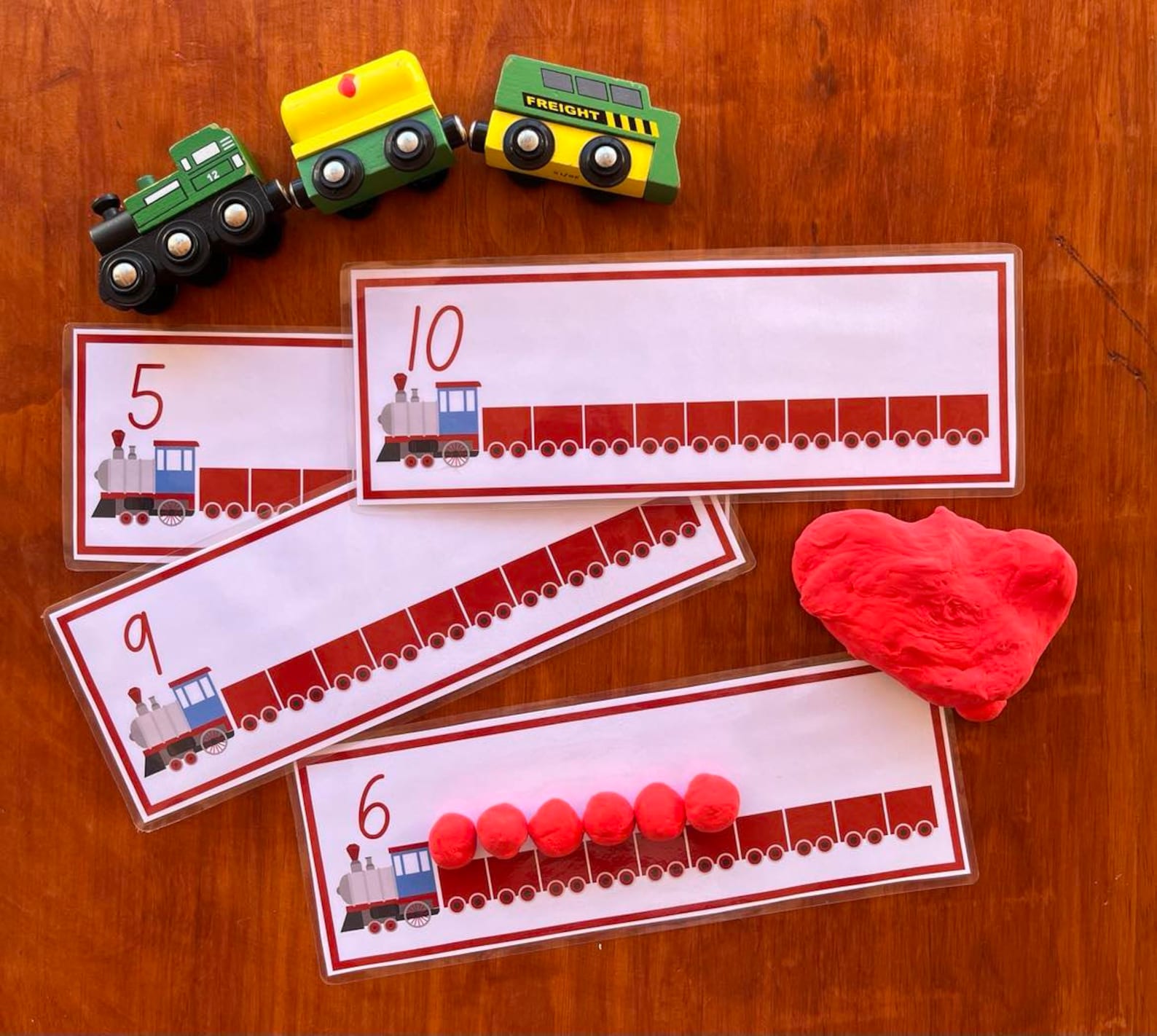 Play Dough Mat, Toddler Counting, Numbers 1-10, Trains, Printable, 1:1 ...