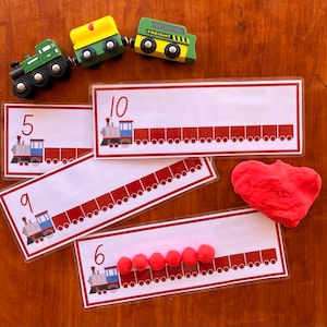 Play Dough Mat, Toddler Counting, Numbers 1-10, Trains, Printable, 1:1 ...