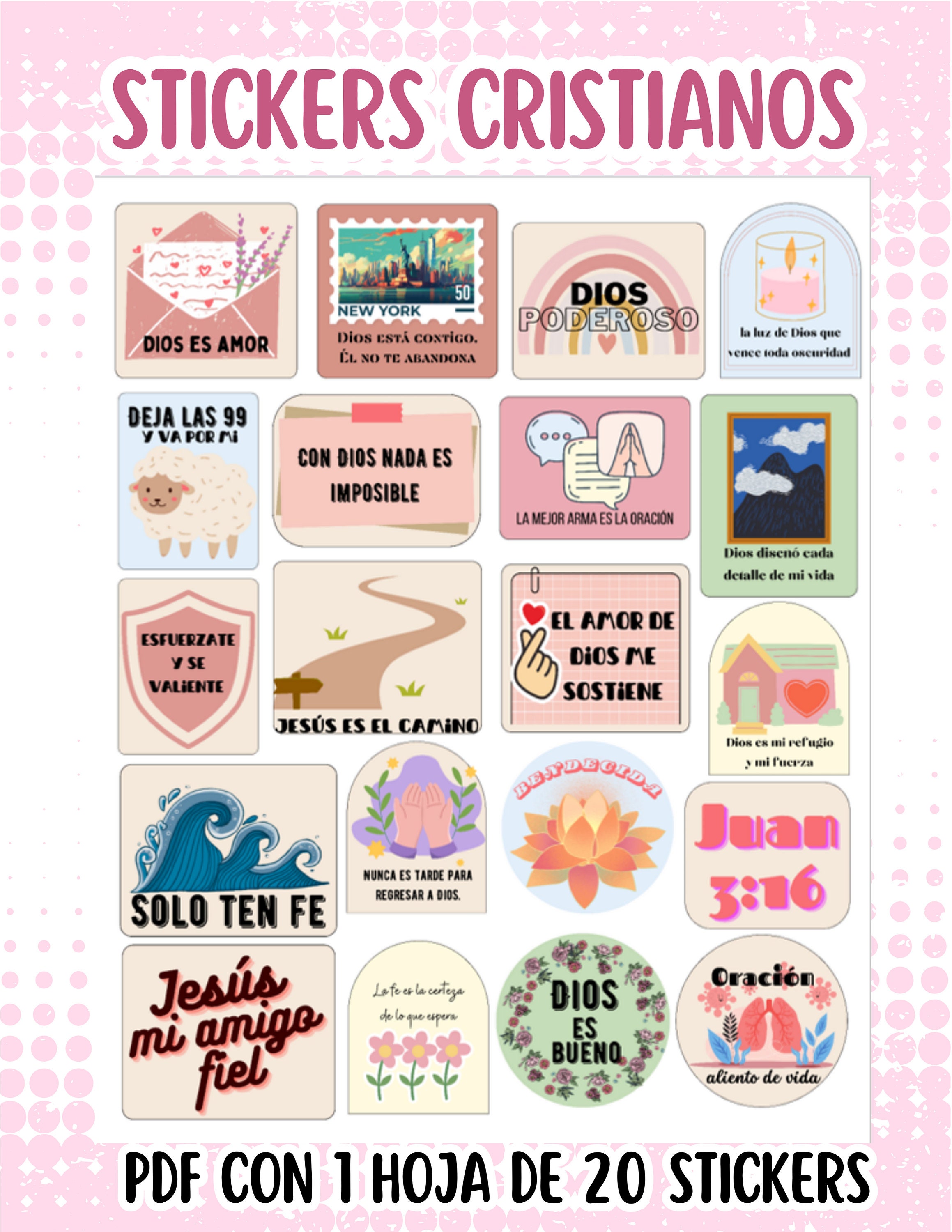 Stickers cristianos 20 tipos diferentes plantilla en PDF - Etsy España