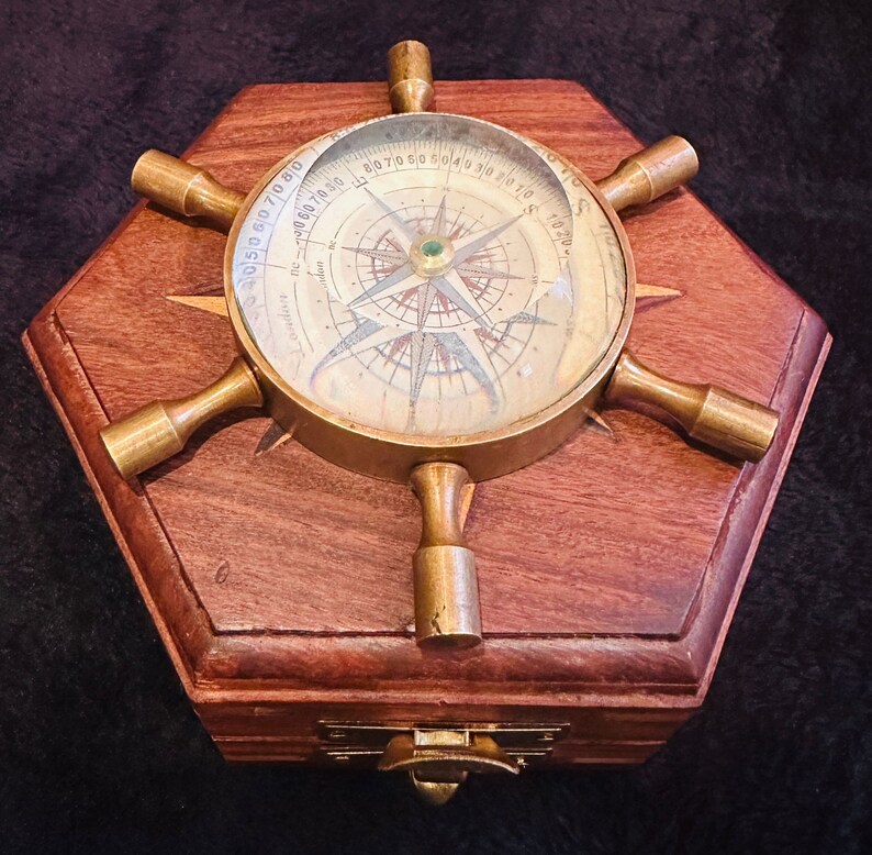 Stanley London Floating Dial Compass Brass Wheel Compass Nautical ...
