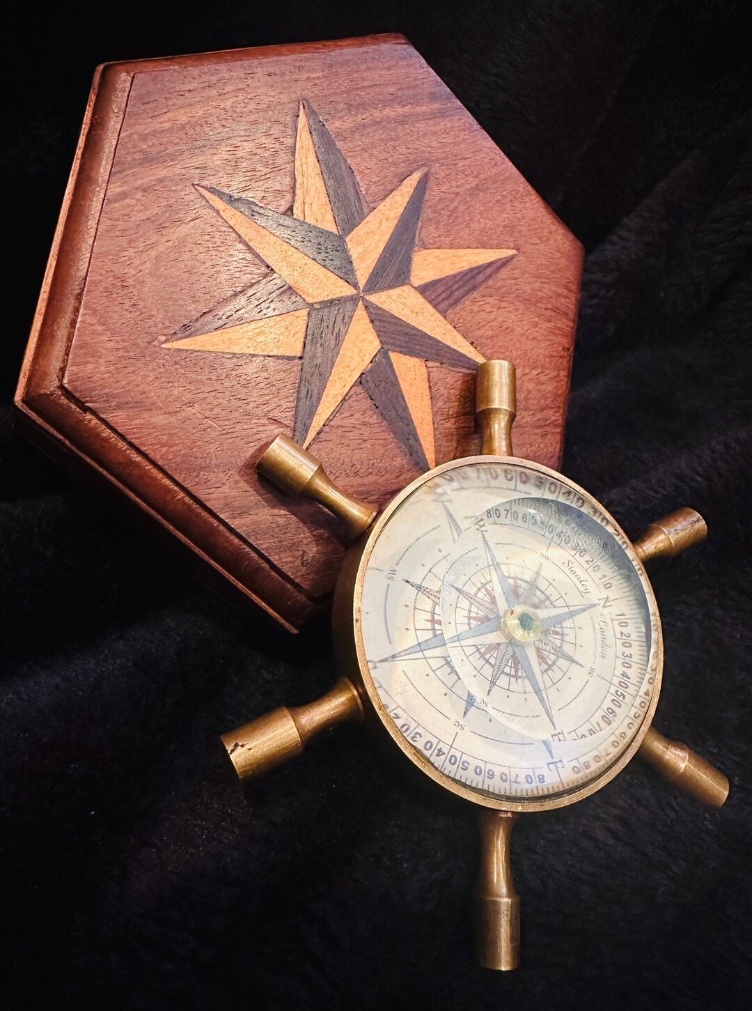 Stanley London Floating Dial Compass Brass Wheel Compass Nautical ...