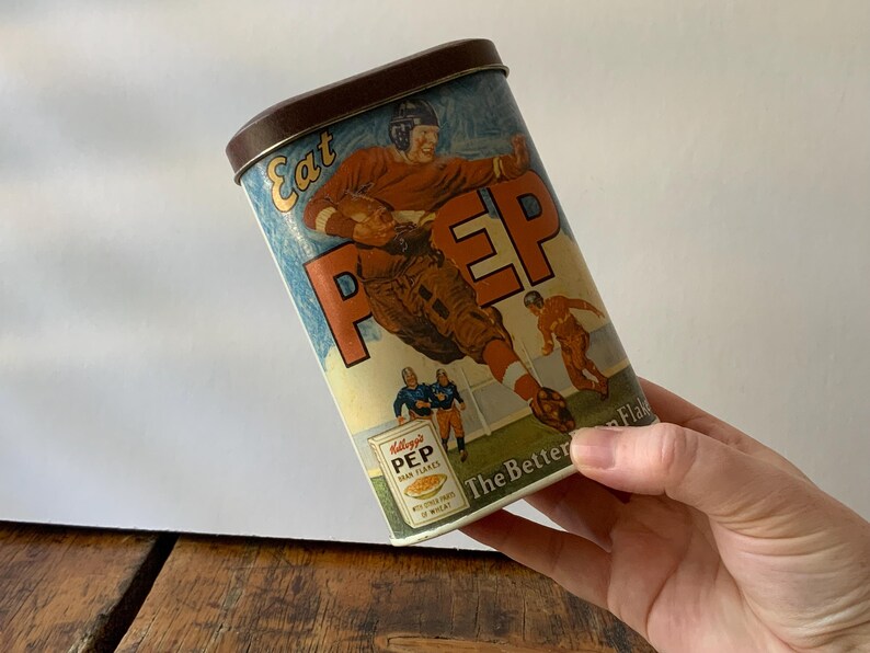 Vintage Kellogg’s Pep Bran Flakes Cereal Football Tin - Etsy