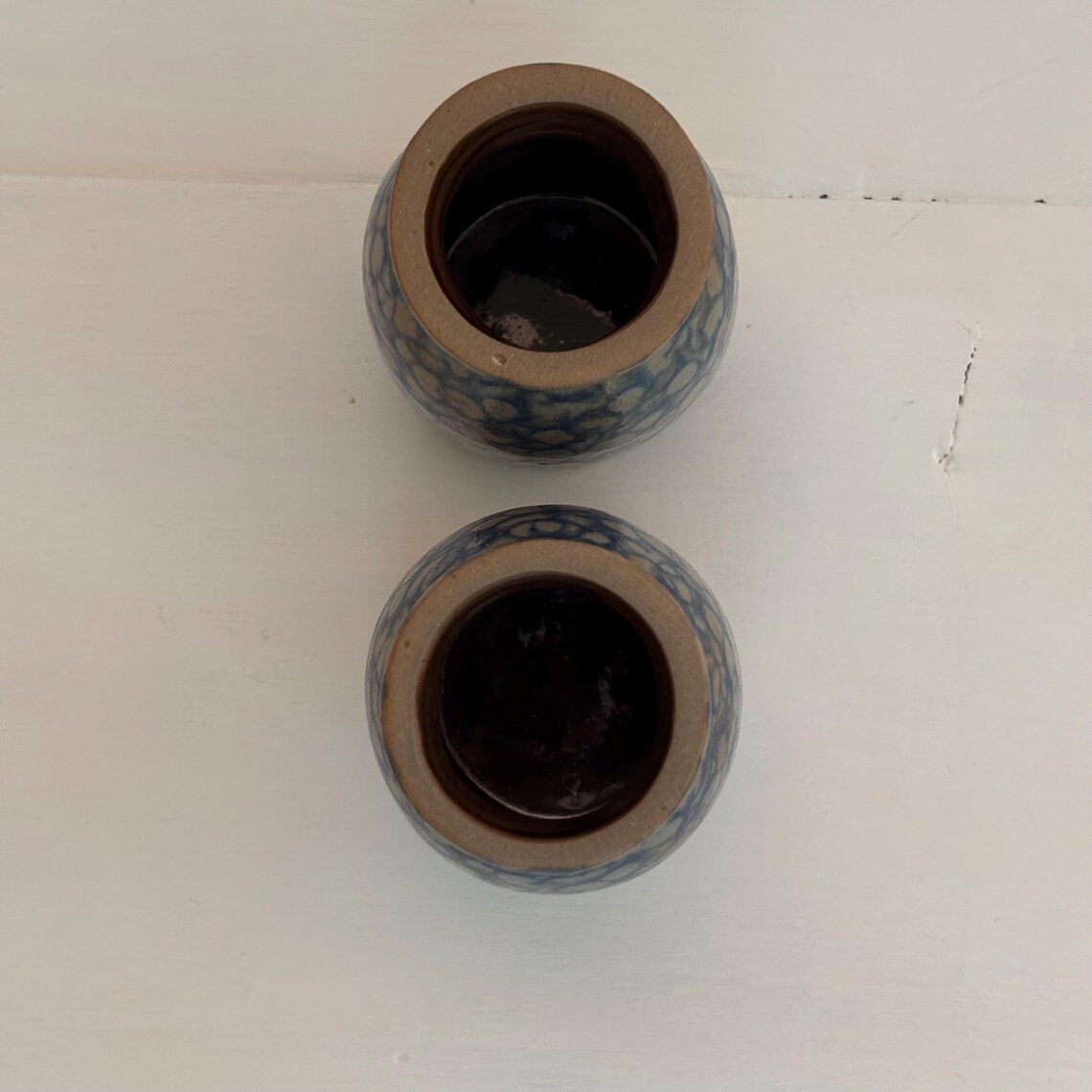 Vintage Beaumont Bros. Pottery BBP Set of 2 Mini Crocks/vases Blue ...