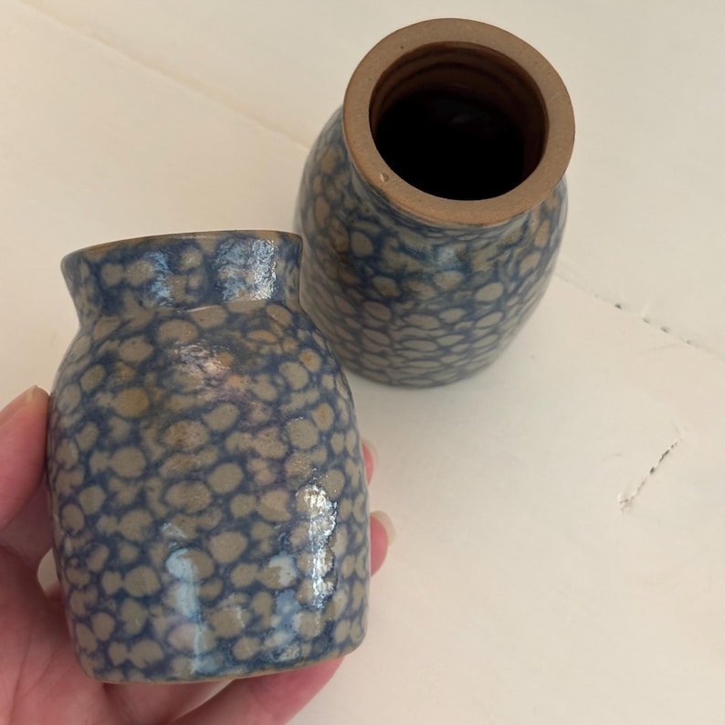 Vintage Beaumont Bros. Pottery BBP Set of 2 Mini Crocks/vases Blue ...