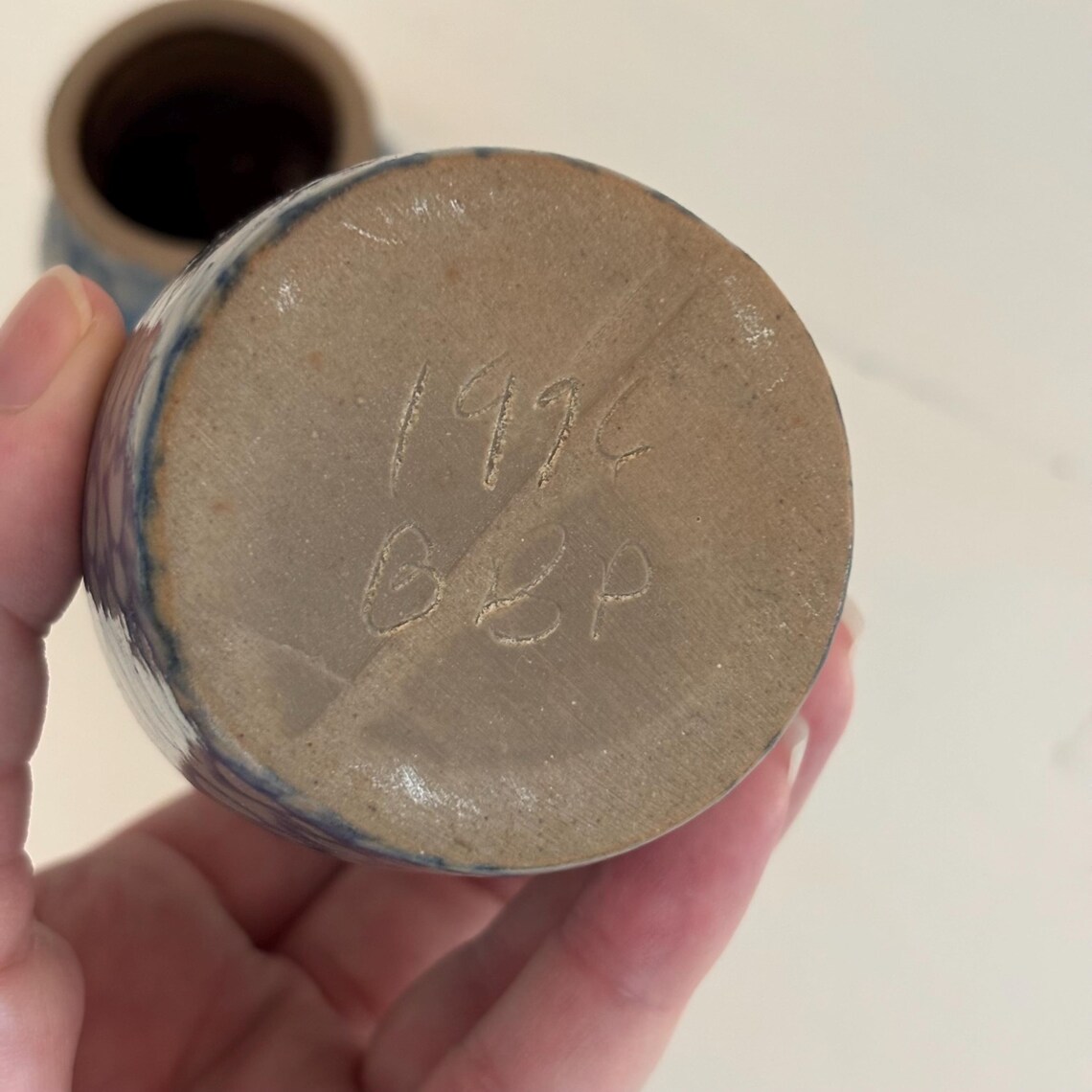 Vintage Beaumont Bros. Pottery BBP Set of 2 Mini Crocks/vases Blue ...