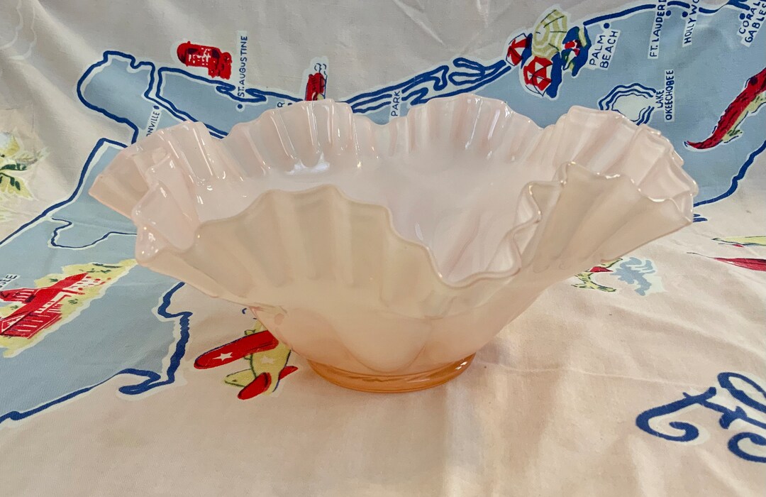 Vintage Fenton Light Pastel Pink Ruffle Edge Bowl - Etsy