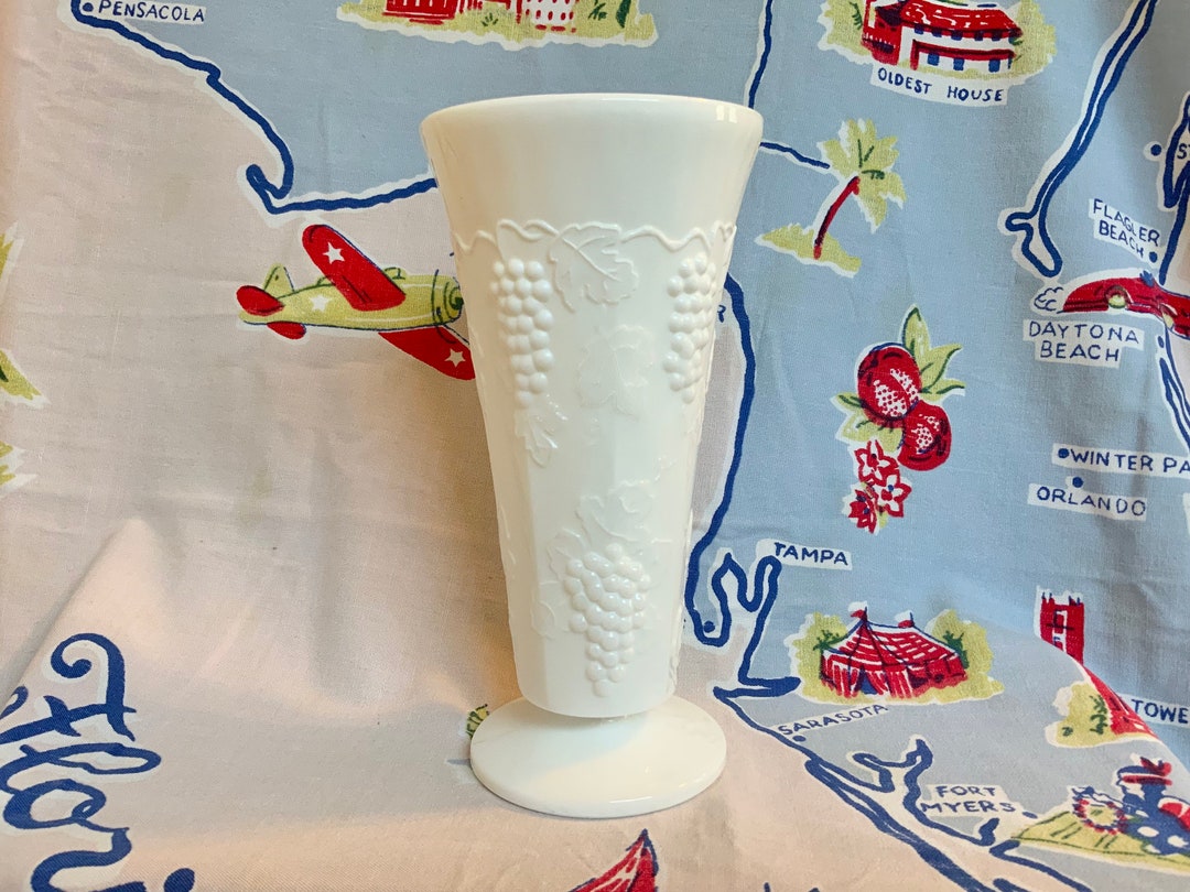 Vintage Colony Harvest Milk Glass Footed 8-inch Flower Vase - Etsy