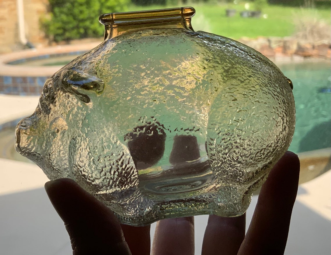 Vintage Anchor Hocking Iridescent Carnival Small Glass Piggy Bank - Etsy