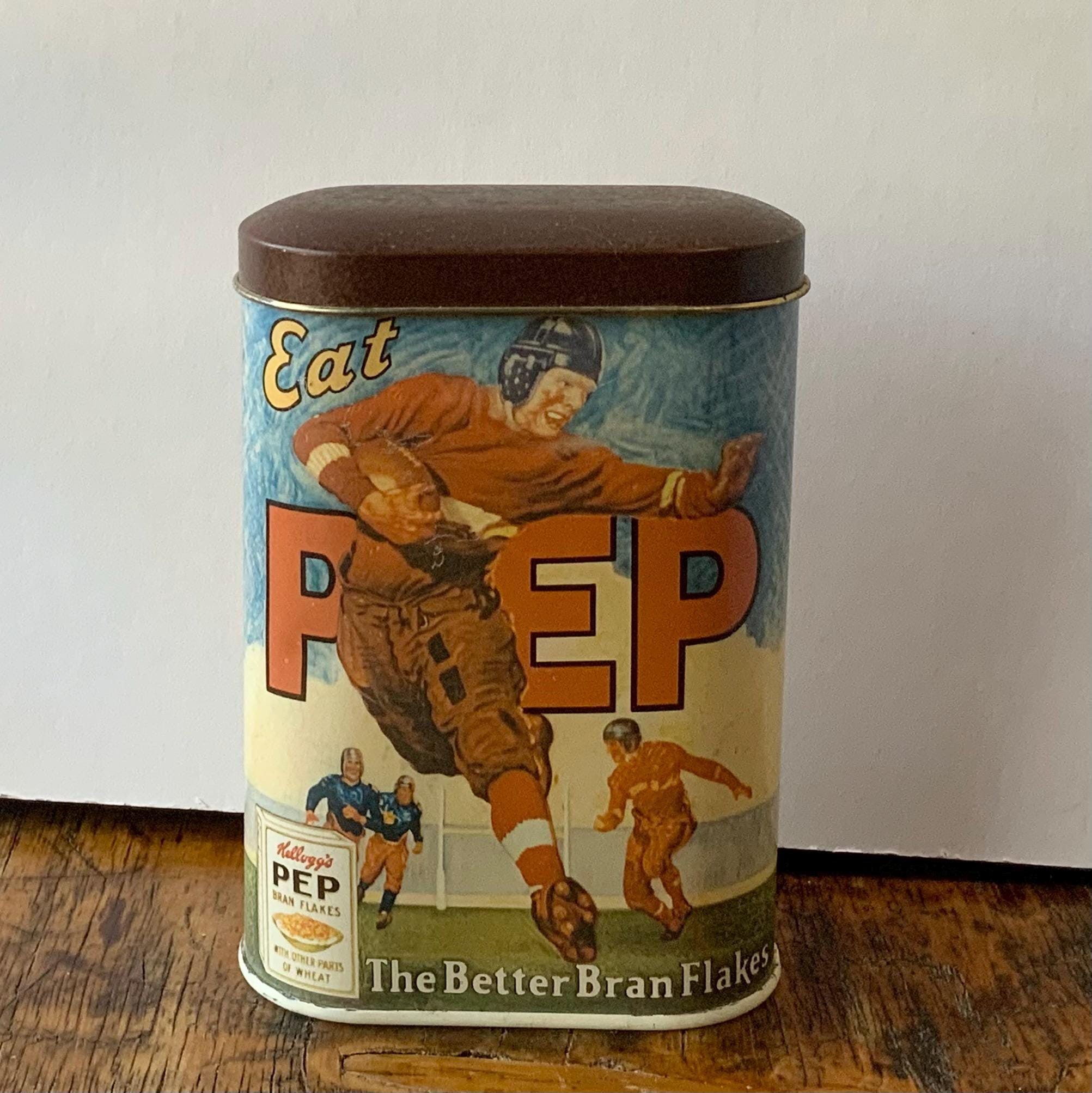Vintage Kellogg’s Pep Bran Flakes Cereal Football Tin - Etsy