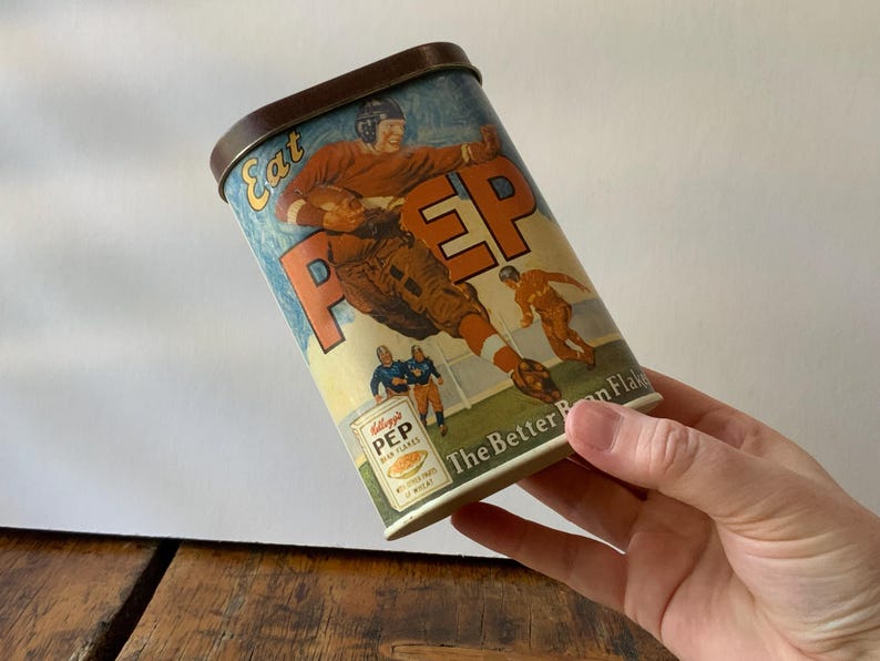 Vintage Kellogg’s Pep Bran Flakes Cereal Football Tin - Etsy