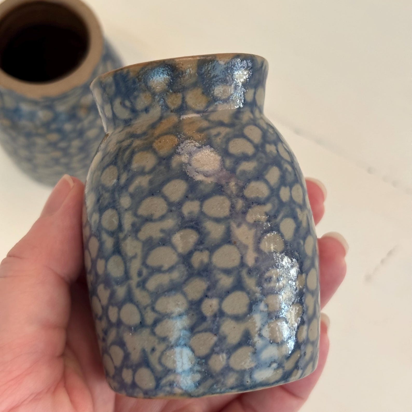 Vintage Beaumont Bros. Pottery BBP Set of 2 Mini Crocks/vases Blue ...