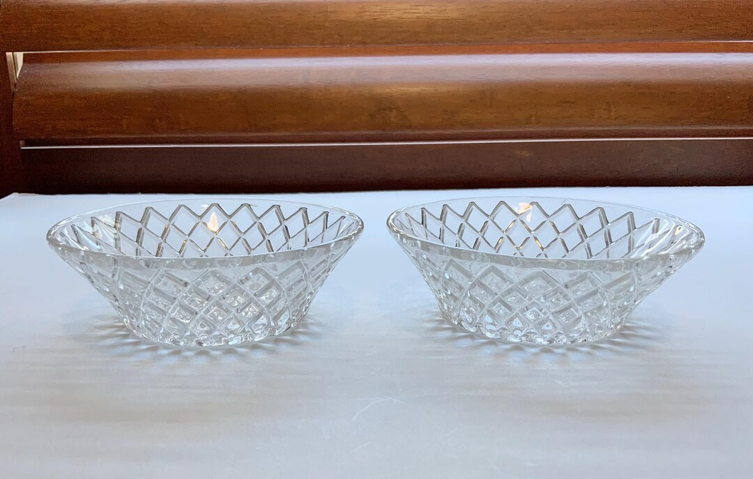Vintage Pressed Glass Diamond Lattice Nut Candy Bowls, Set of 2 - Etsy