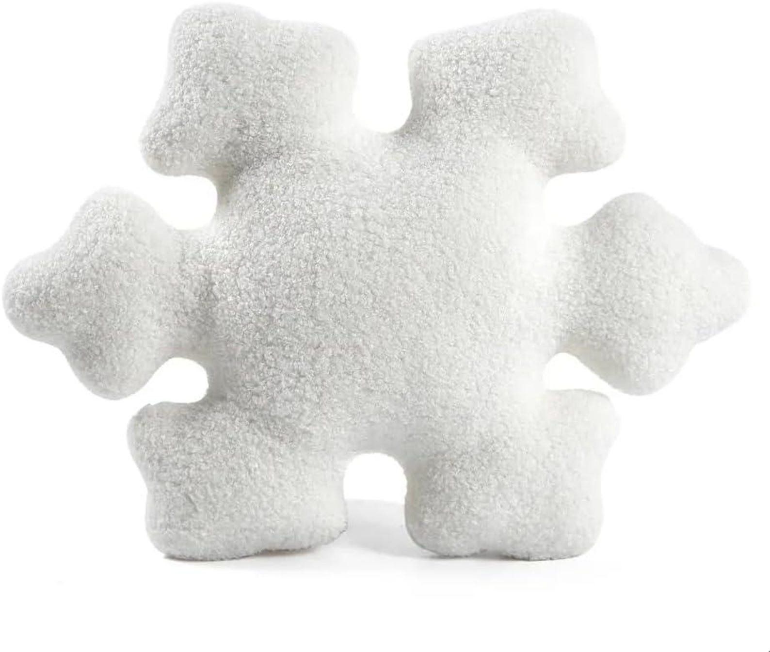 Christmas White Snow Flake Flower Shape Sherpa Plush Cushion Pillow ...