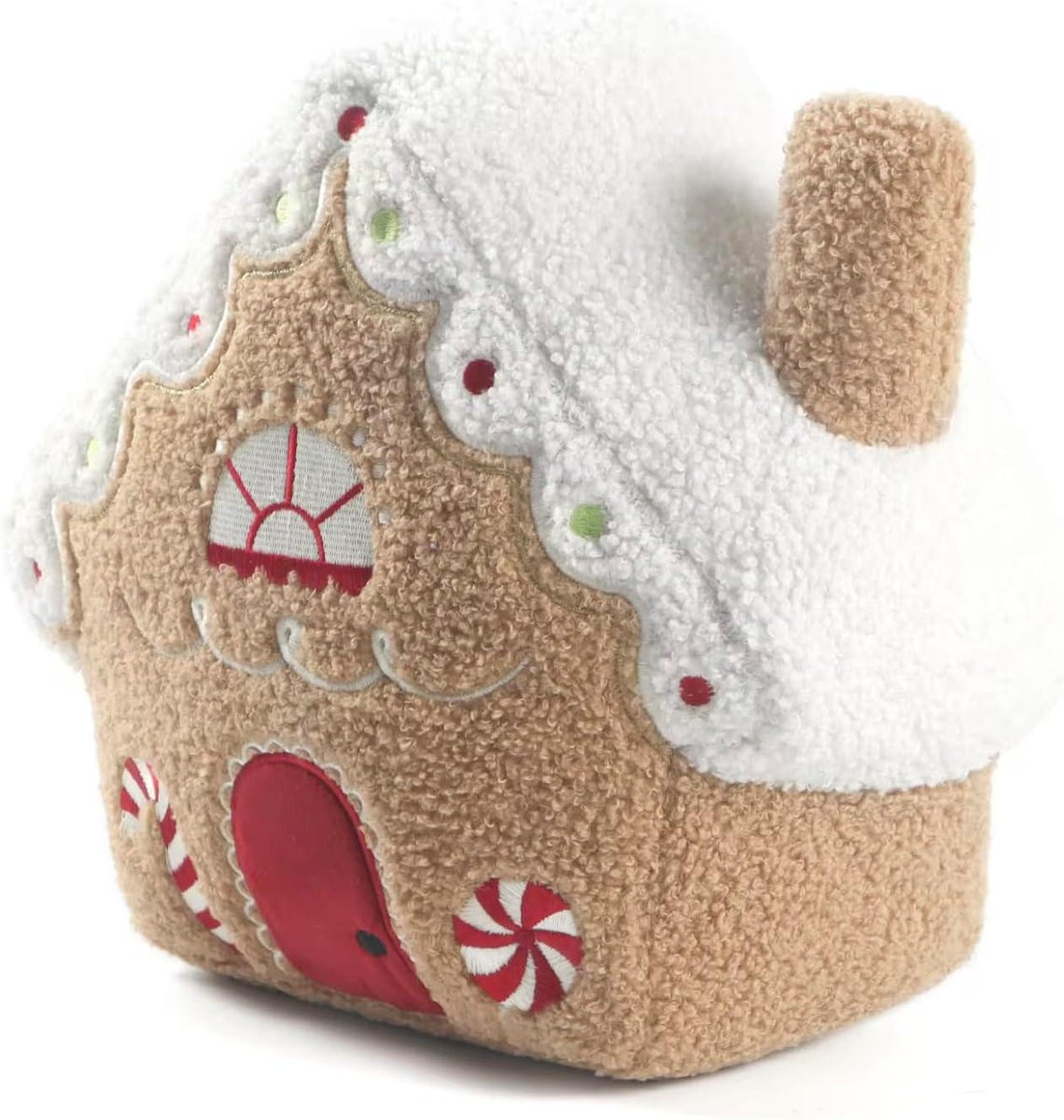 Gingerbread House Plush Sherpa Cushion Pillow, Khaki, Merry Christmas ...