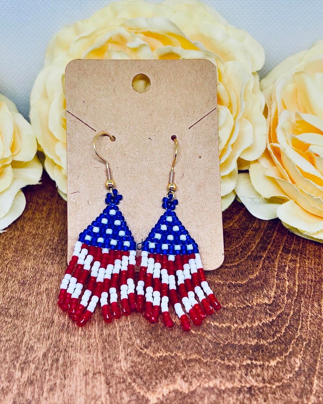 American Flag Fringe Dangles Hypoallergenic - Etsy