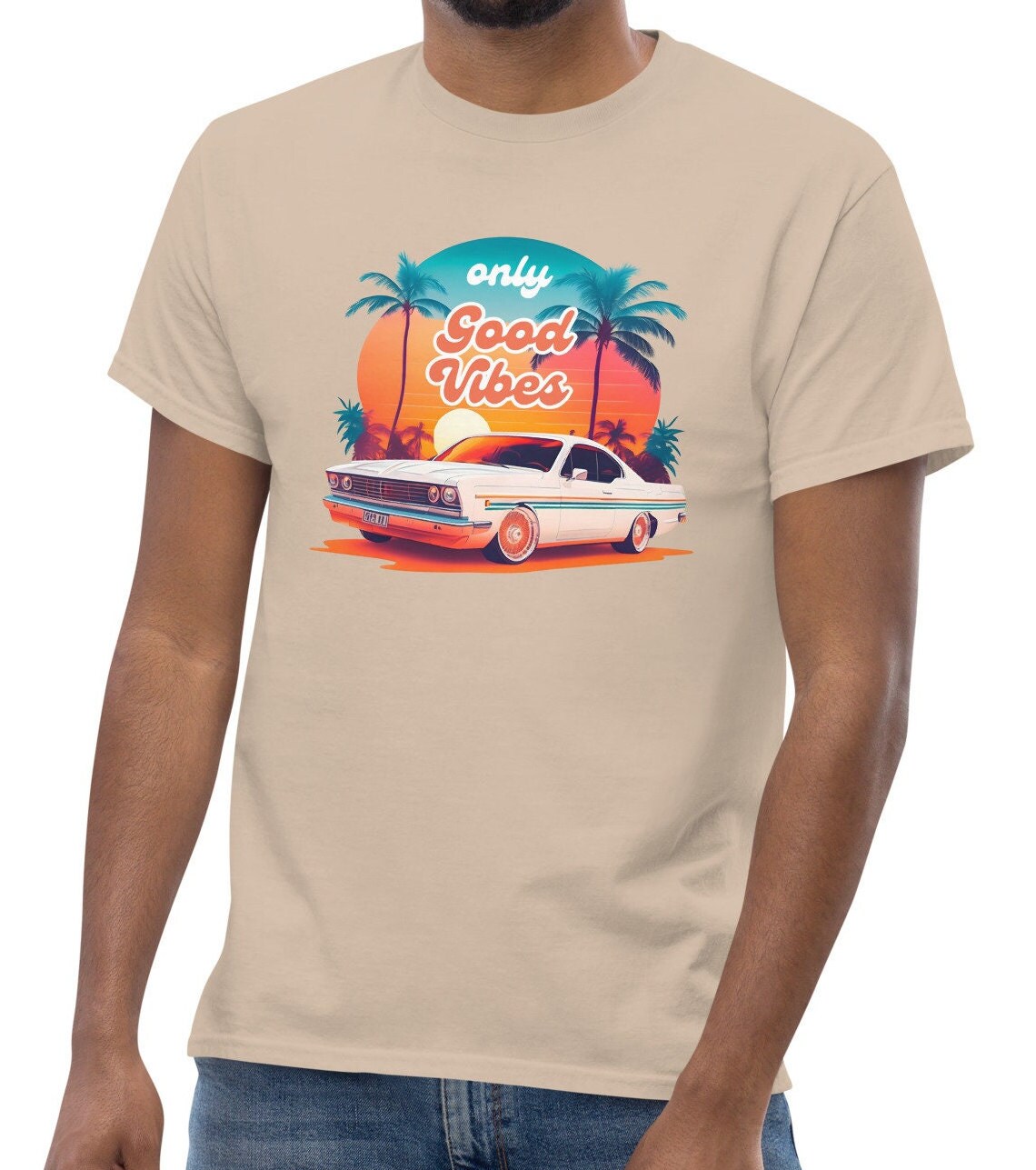 Men's T-shirt Summer, Good Vibes Shirt Men, Men's T-shirt Retro, Cool ...