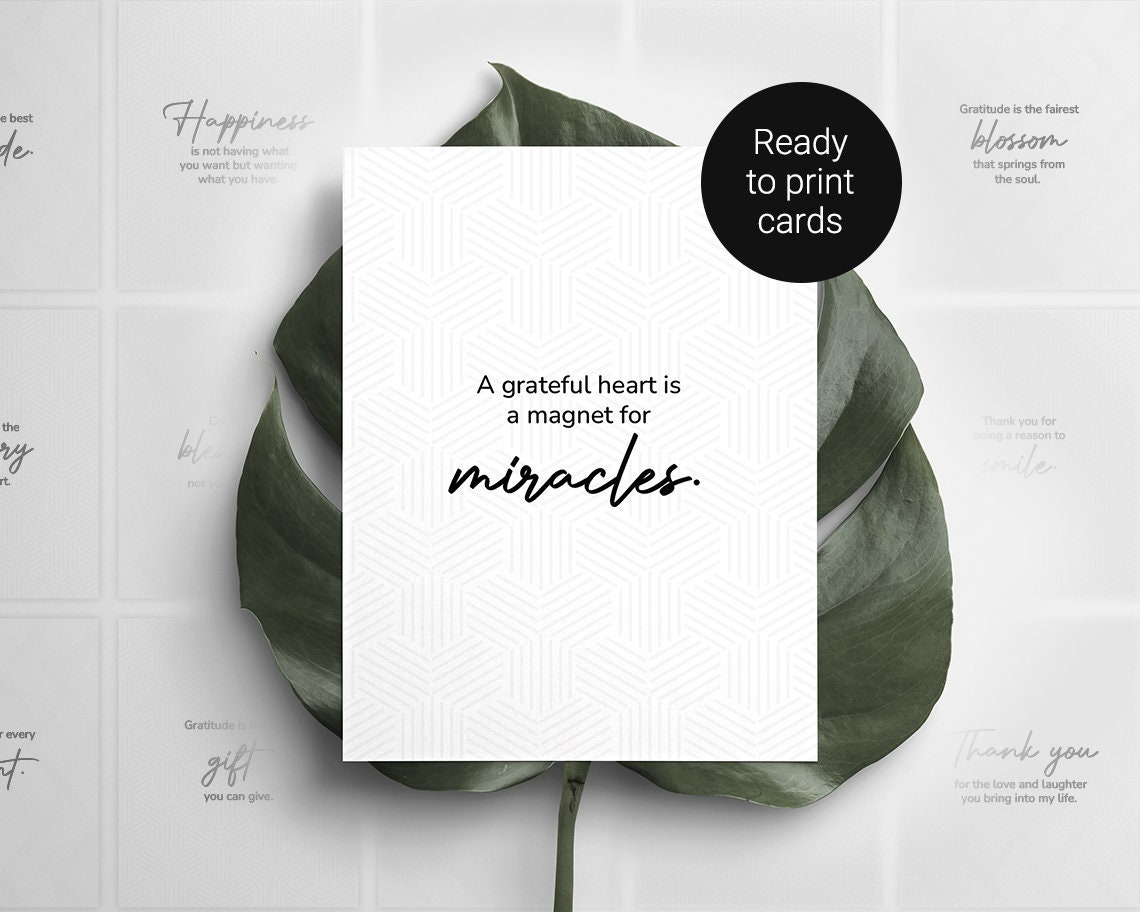 50 Printable Gratitude Card Deck | Inspirational Quote Cards | Positive ...