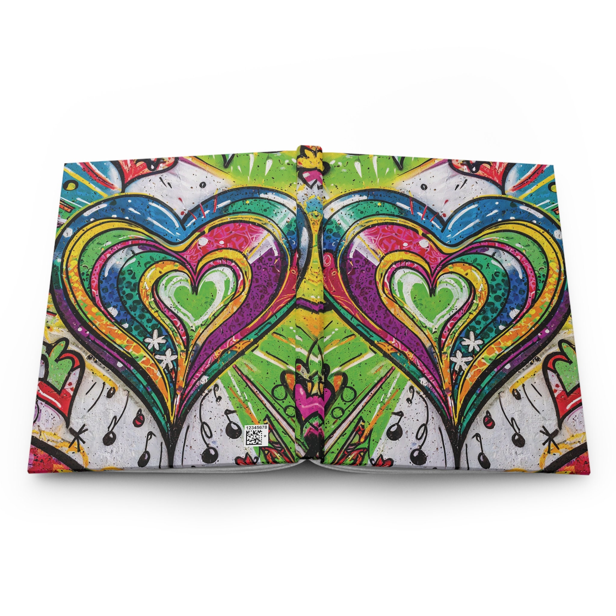 Lined Notebook Retro Heart Graffiti Art Hardcover Journal - Etsy