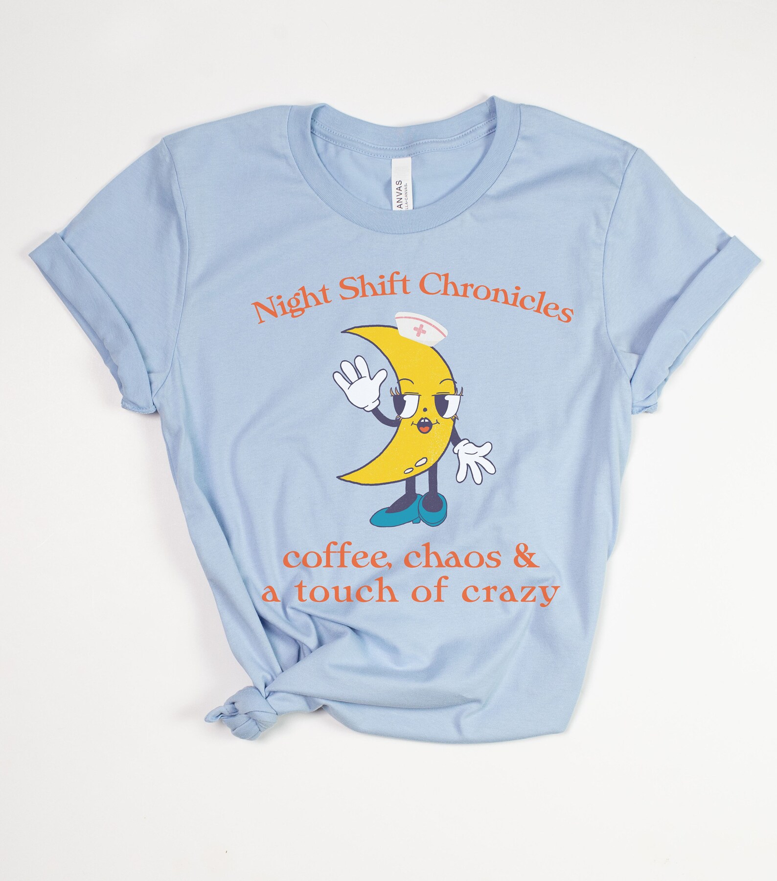Animated Moon Nurse Graphic T-shirt | Soft Casual Apparel - Etsy