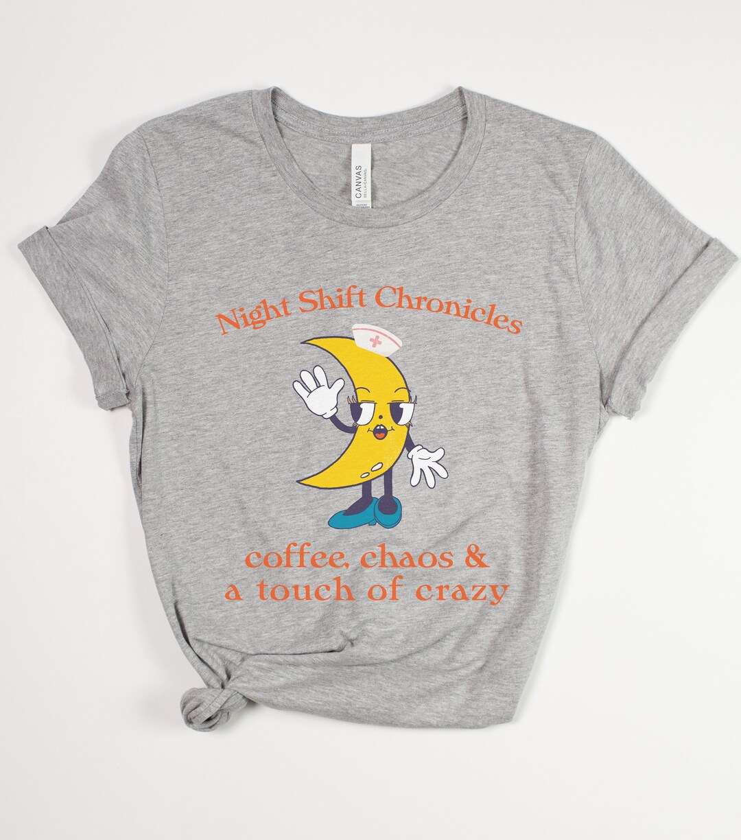Animated Moon Nurse Graphic T-shirt | Soft Casual Apparel - Etsy