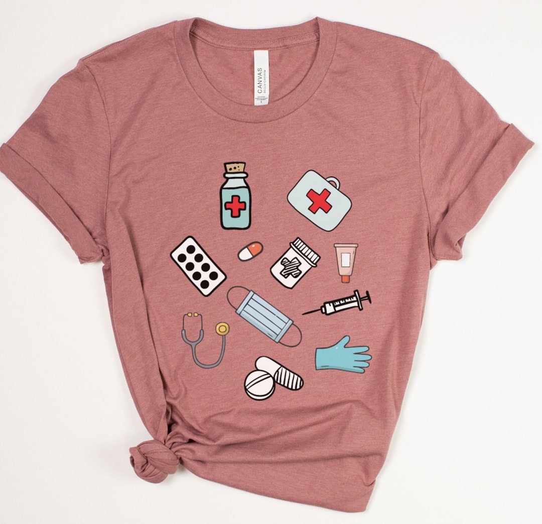 Medical Field Graphics Collage T-shirt | Casual Wear for Healthcare ...