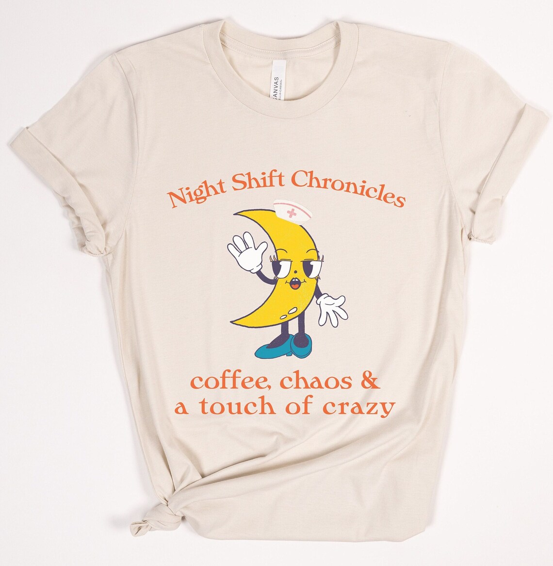 Animated Moon Nurse Graphic T-shirt | Soft Casual Apparel - Etsy