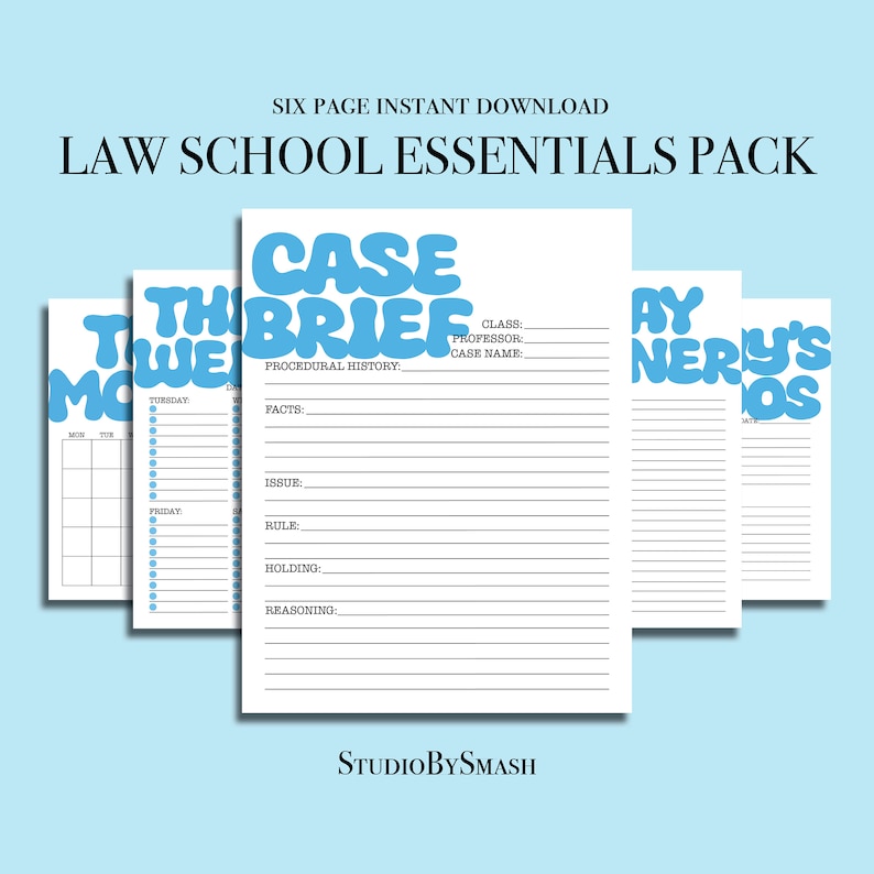 Law School Essential Pack, Student Planner, Law School Notes Pack ...