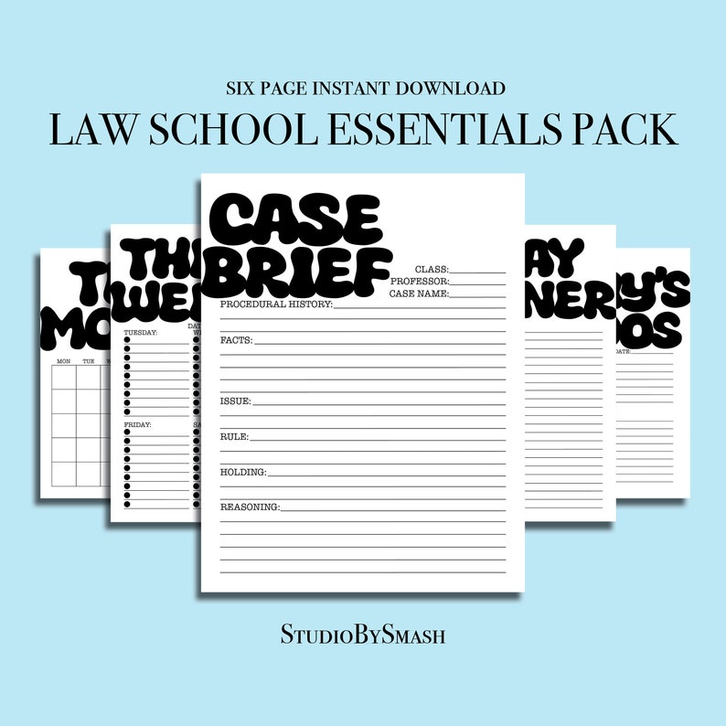 Law School Essential Pack, Student Planner, Law School Notes Pack ...