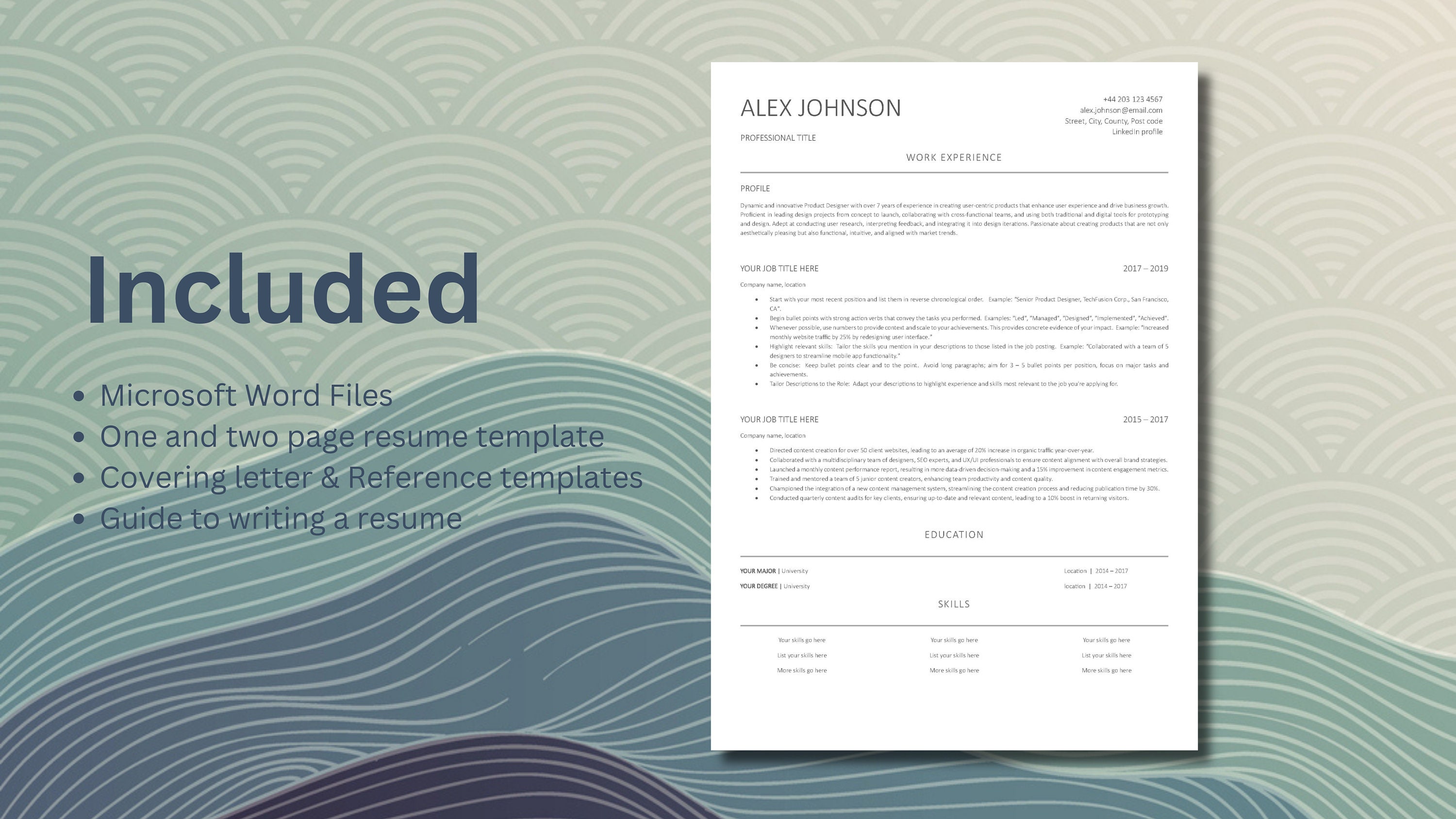 Resume Template for Microsoft Word | Cover Letter & References Template ...