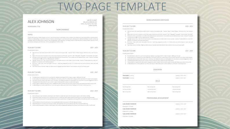 Resume Template for Microsoft Word | Cover Letter & References Template ...