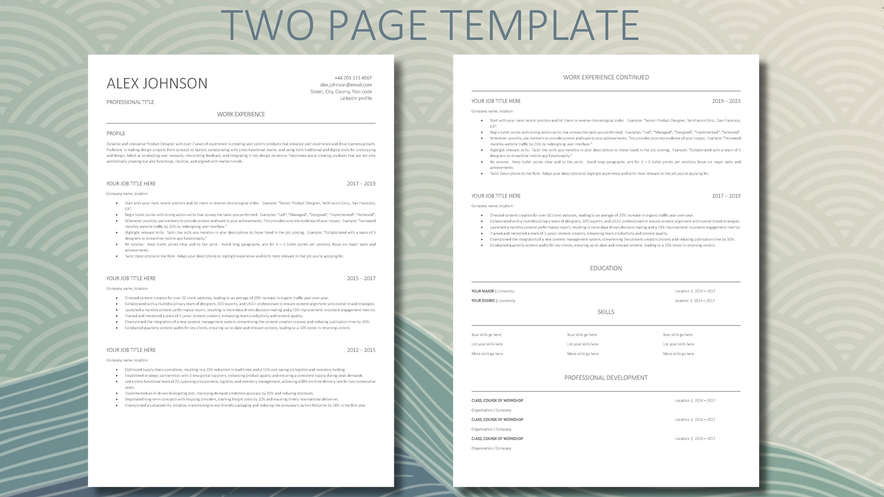 Resume Template for Microsoft Word | Cover Letter & References Template ...