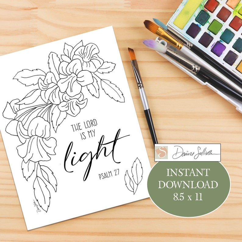 Christian Floral Coloring Sheet, Scripture Quote, Digital Download - Etsy