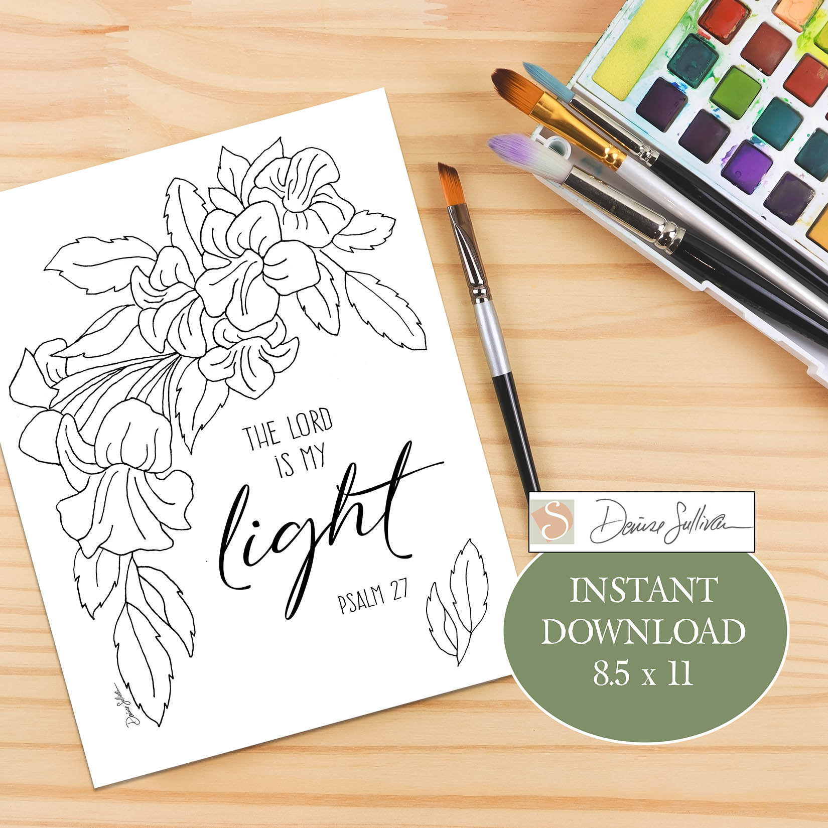 Christian Floral Coloring Sheet, Scripture Quote, Digital Download - Etsy