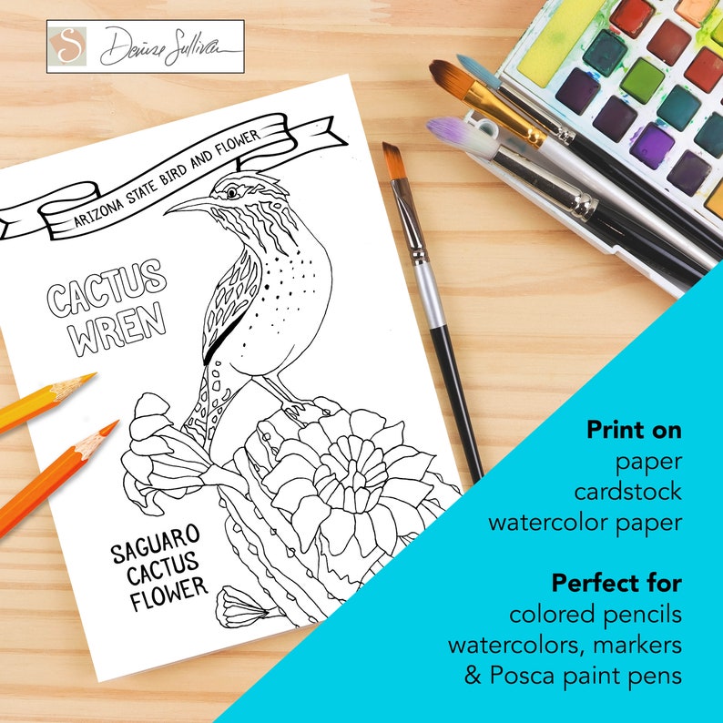 Arizona State Symbols Coloring Pages | Printable Coloring Sheets - Etsy
