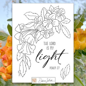 Christian Floral Coloring Sheet, Scripture Quote, Digital Download - Etsy