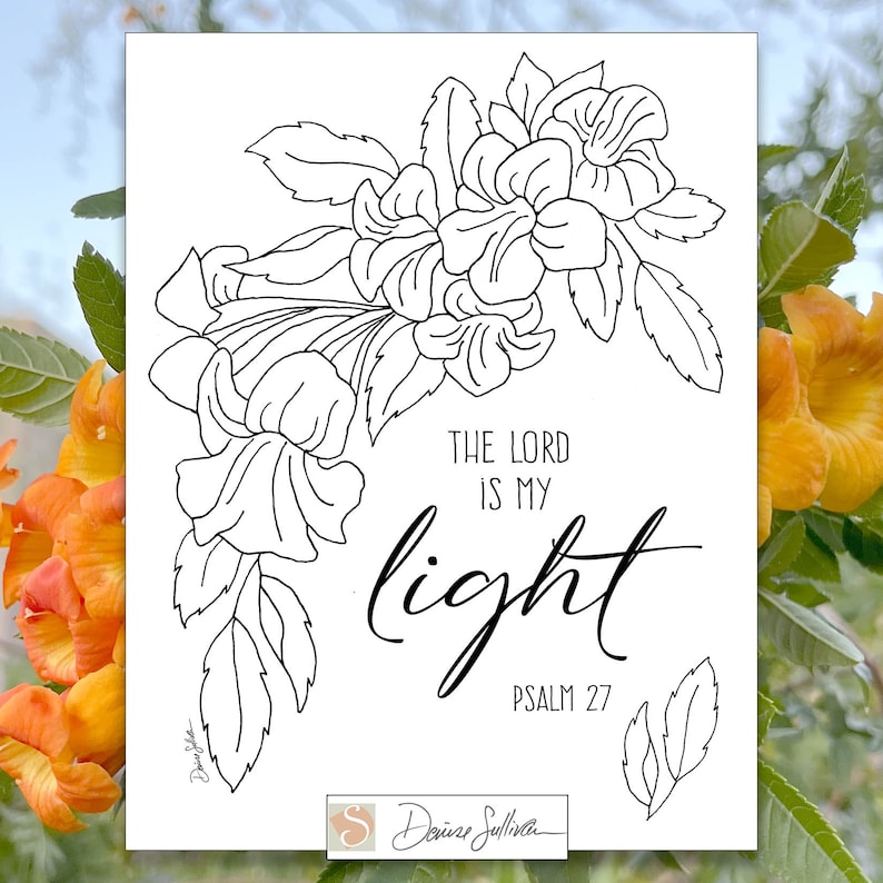 Christian Floral Coloring Sheet, Scripture Quote, Digital Download - Etsy